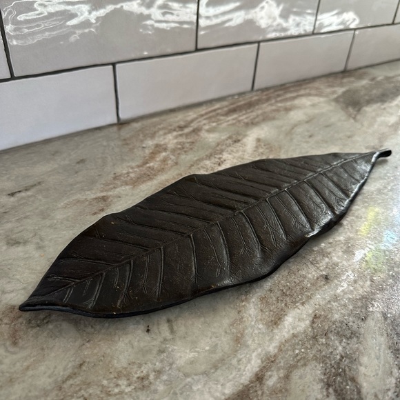 Pier 1 | Accents | Pier Bronze Metal Leaf Candle Tray Trinket Holder ...